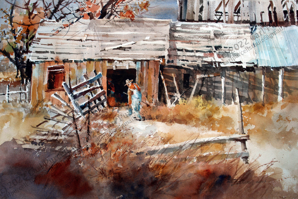 'Still In Use' (Original 1/2 Sheet Watercolor) – Carl Purcell Art